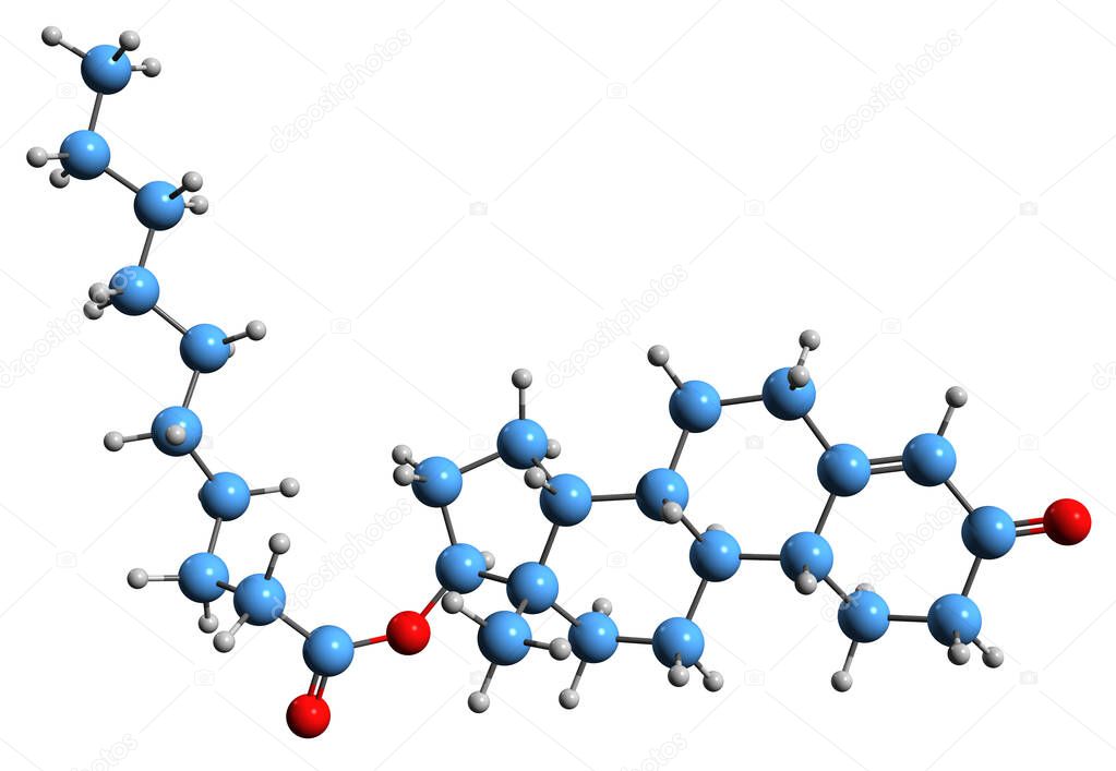3D image of Nandrolone decanoate skeletal formula - molecular chemical ...