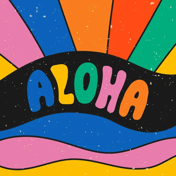 Aloha Surfing Lettering Vector Calligraphy Illustration Hawaiian ...