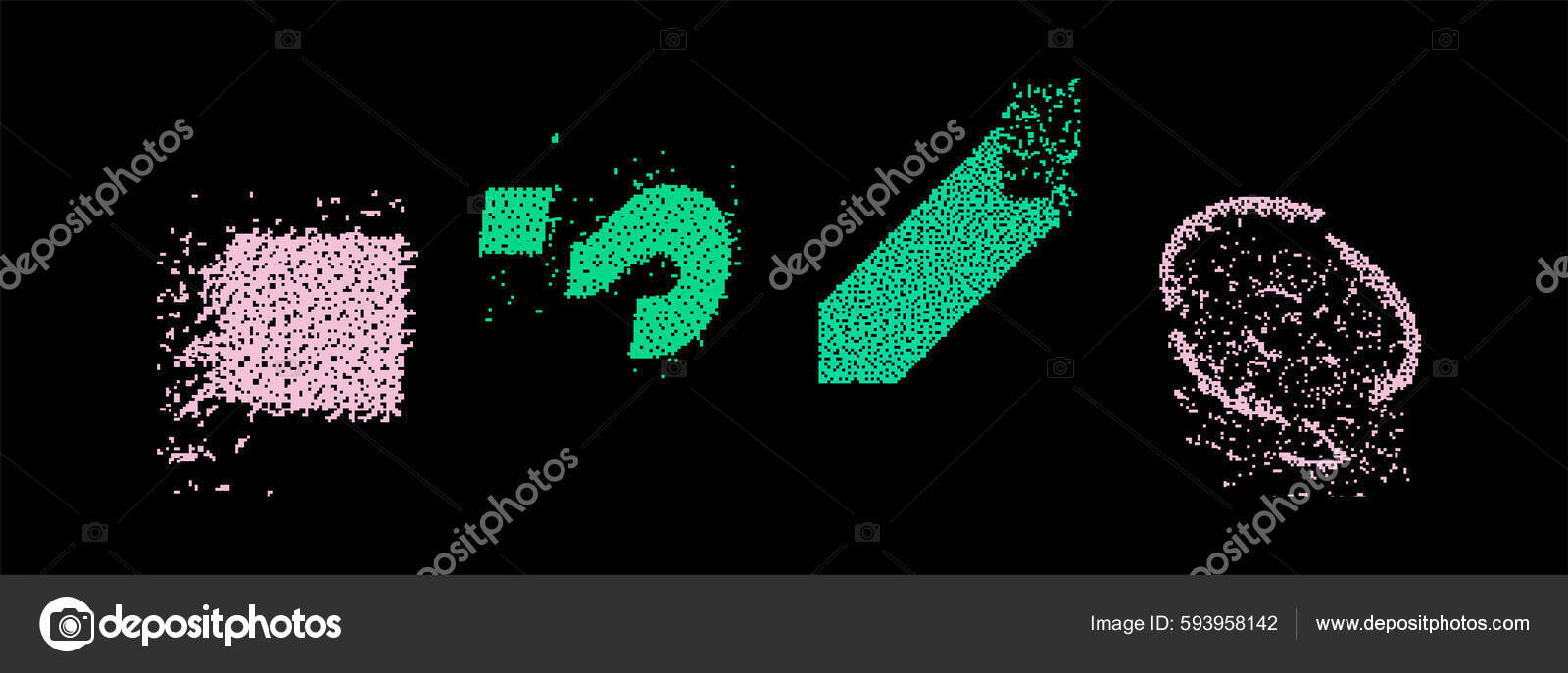 Universal Trendy Geometric Shapes Set Vector Bitmap Dithering Texture ...