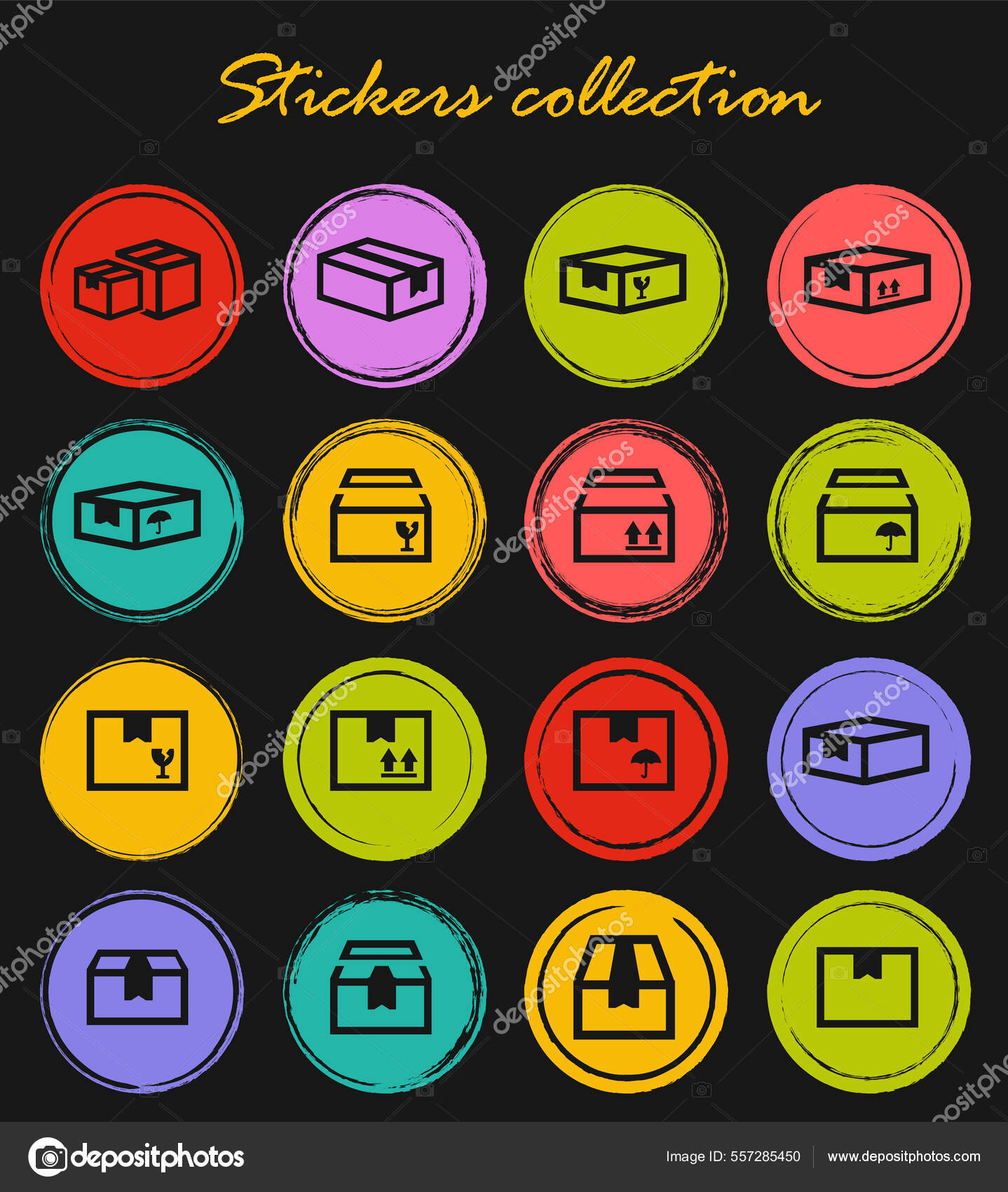 Simple Set Box Crates Related Vector Icons Your Design Stock Vector by ...