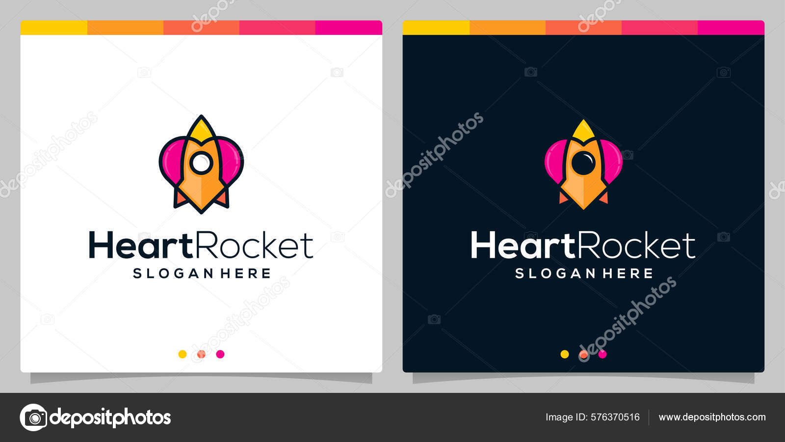 Rocket Logo Icon Vector Template Colorful Heart Logo Icon Stock Vector ...