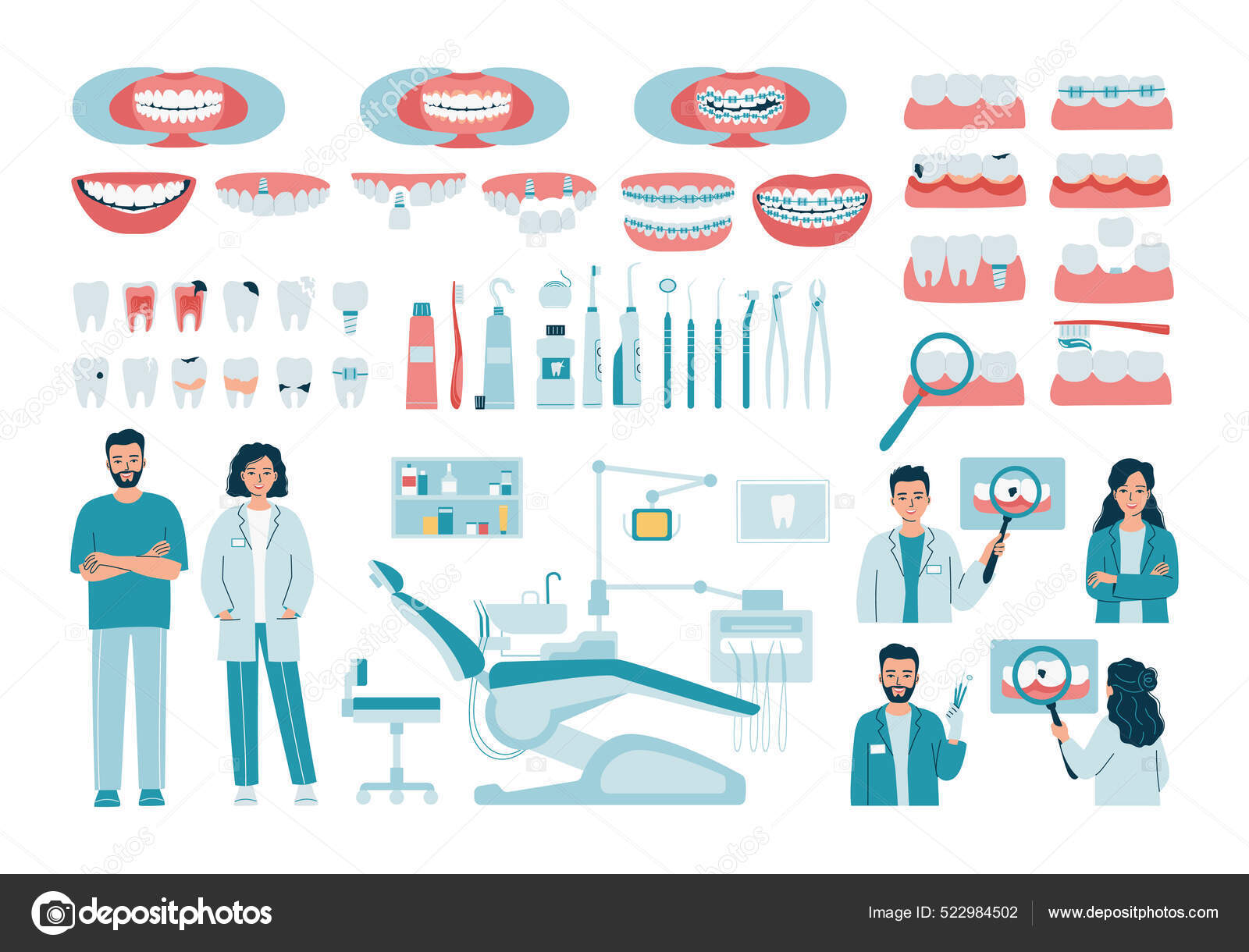 Large Dental Set Dentistry Tool Equipment Dentist Orthodontist Man ...