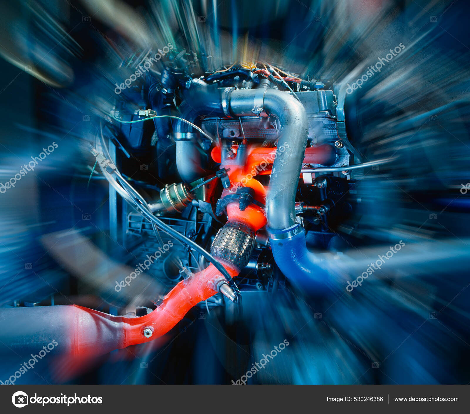 Car Motor Engine Test Bench Glowing Exhaust System — Stock Photo ...