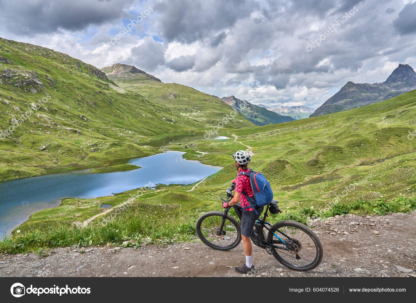 Nice Active Senior Woman Riding Her Electric Mountain Bike Silvretta ...
