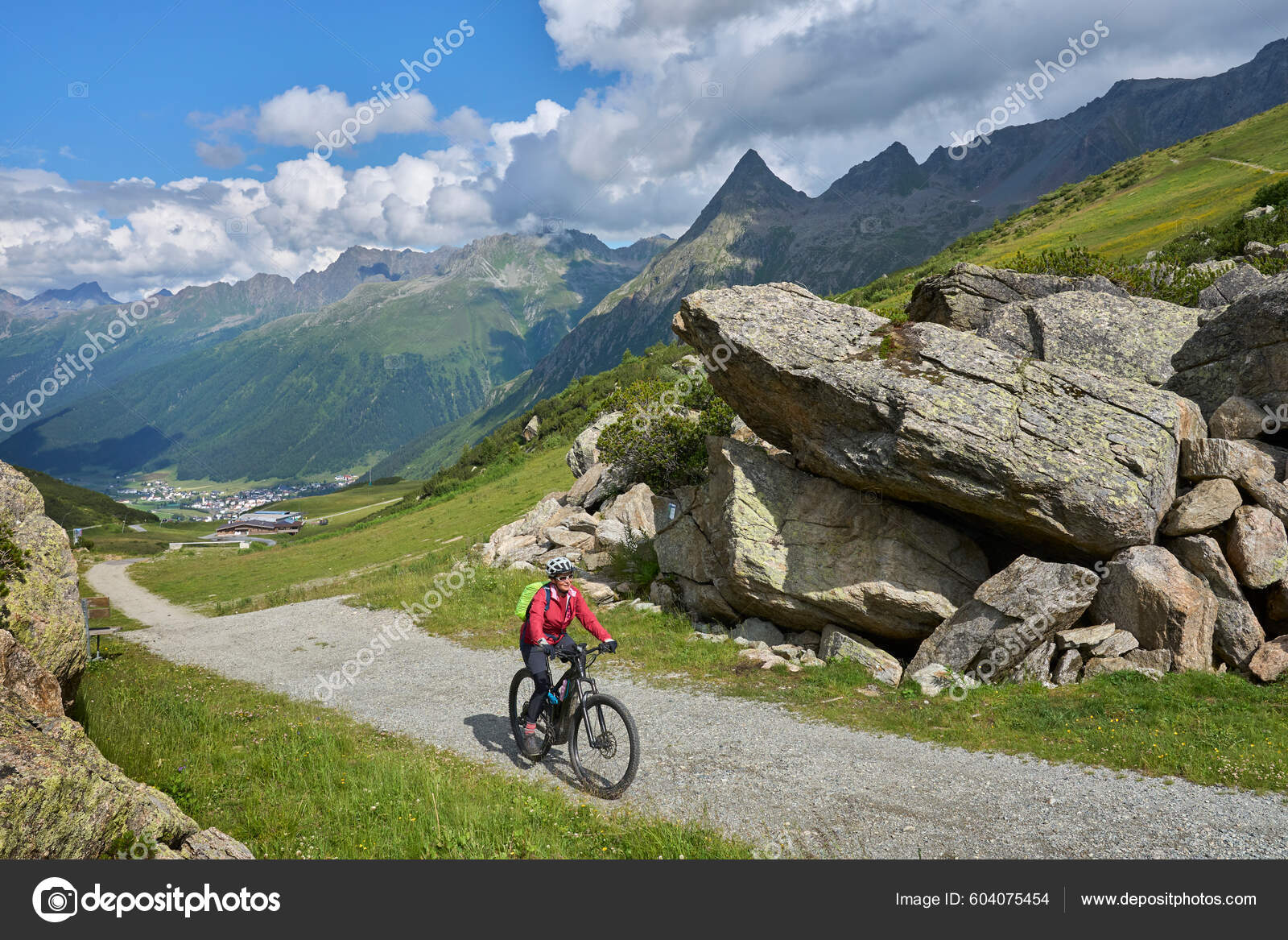 Nice Active Senior Woman Riding Her Electric Mountain Bike Silvretta ...