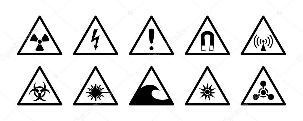 Peligro signos y símbolos establecidos. Información sobre riesgos y ...
