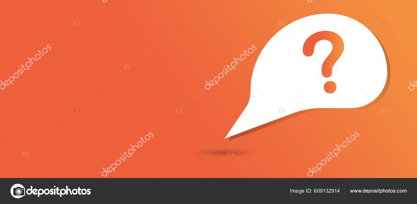 Question Mark Paper Bubble Faq Sign Long Orange Background Banner Stock ...