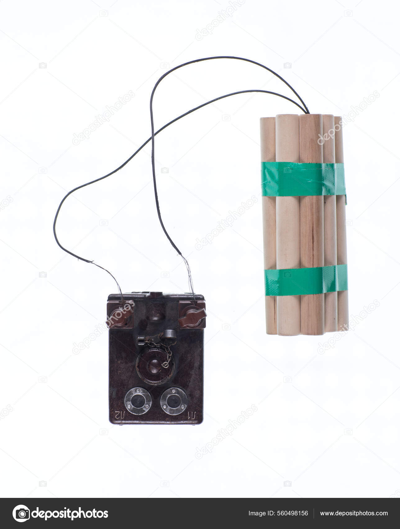 Old Detonator Dynamite Isolated White Background Stock Photo by ...