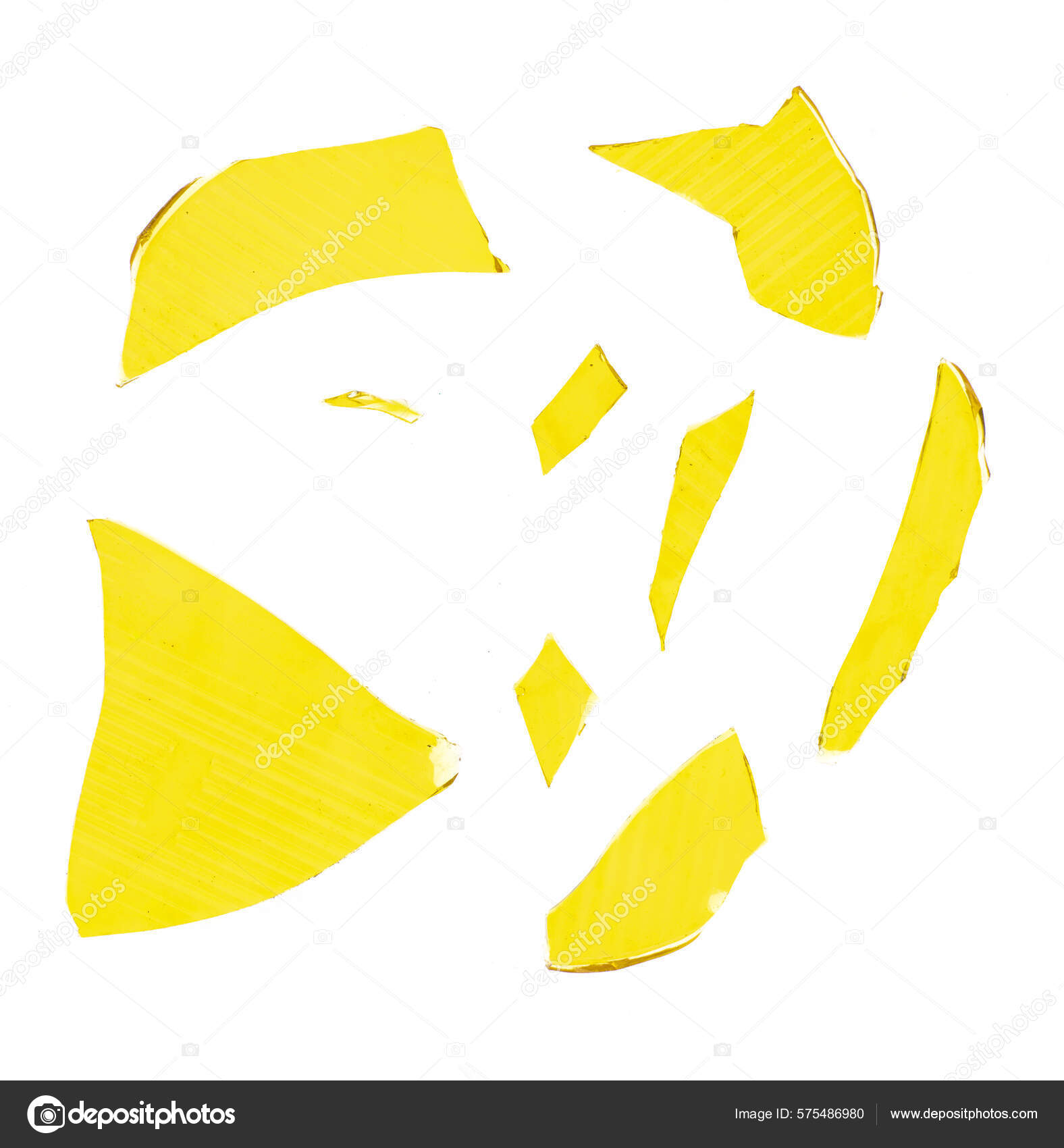 Broken Yellow Glass Isolated White Background Stock Illustration by ...
