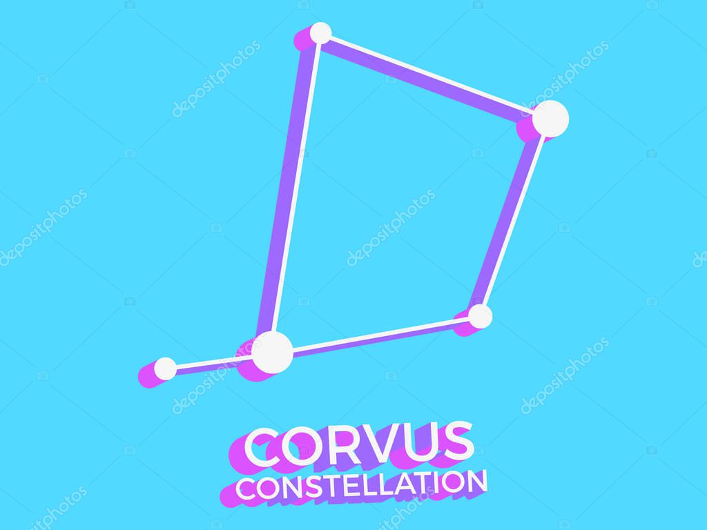 Constelación de Corvus símbolo 3d. Icono de constelación en estilo ...