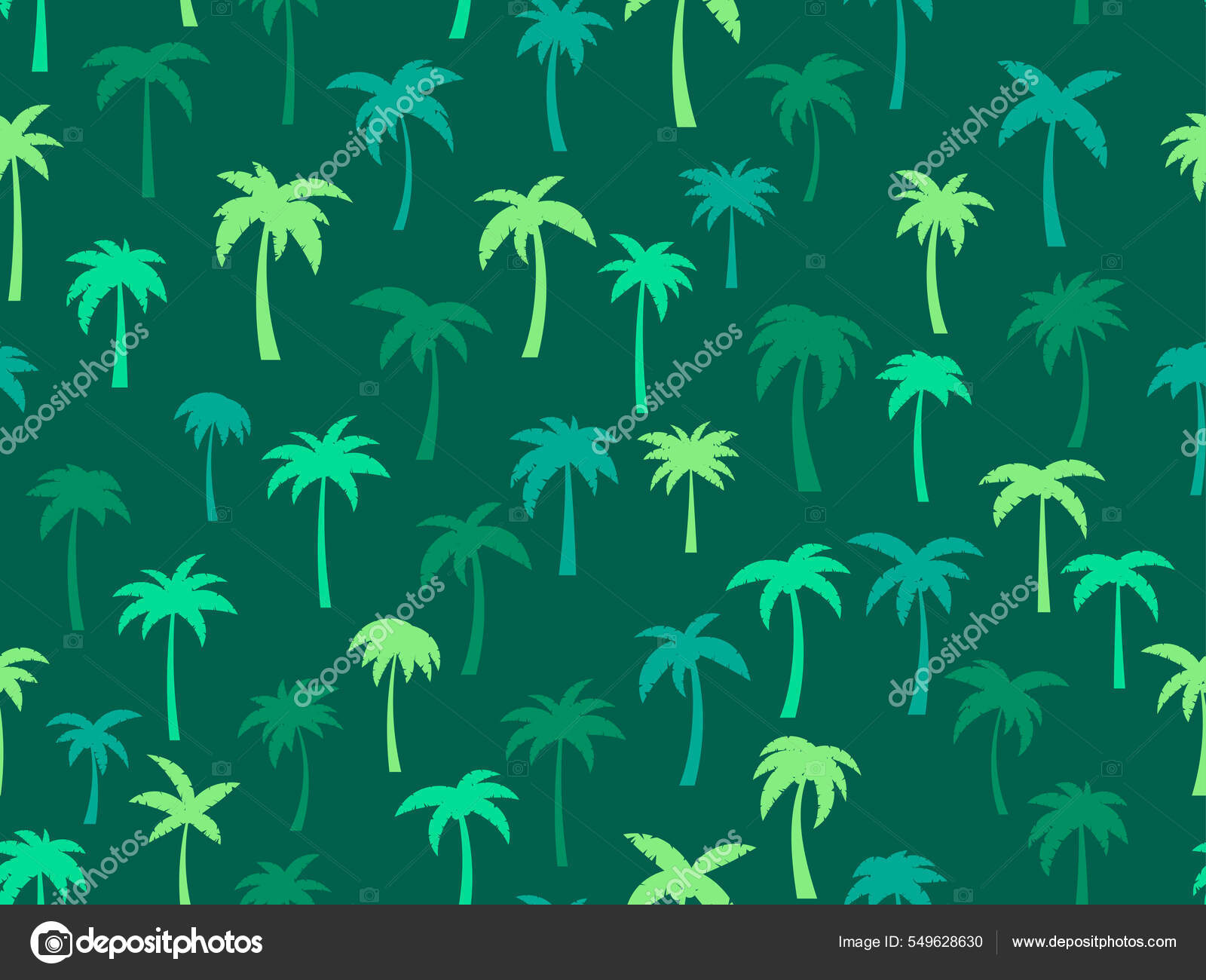 Seamless Pattern Palm Trees Green Color Exotic Summer Tropical ...