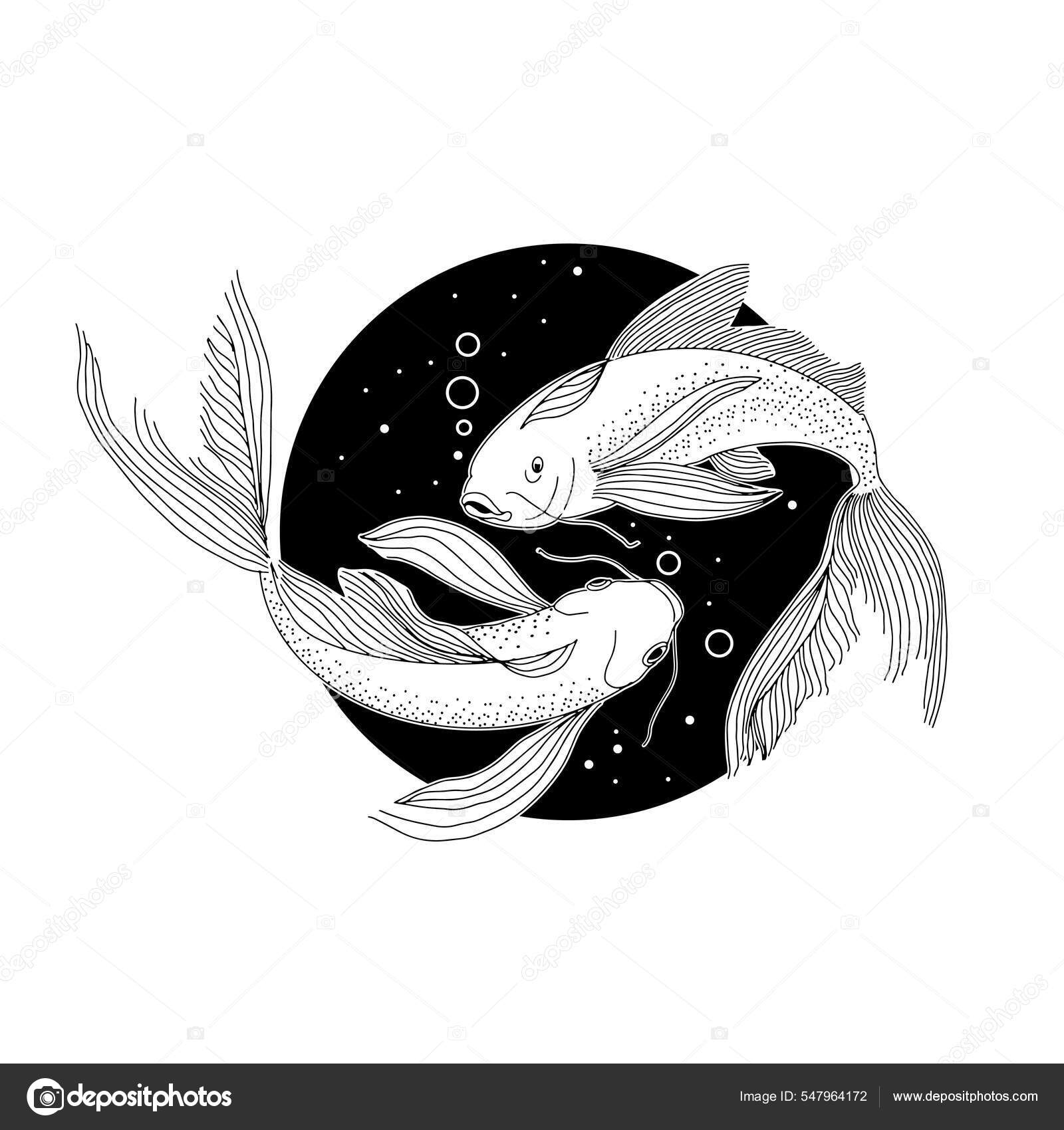Cosmic fish in the circle of the night sky Stock Vector Image by ©astra ...