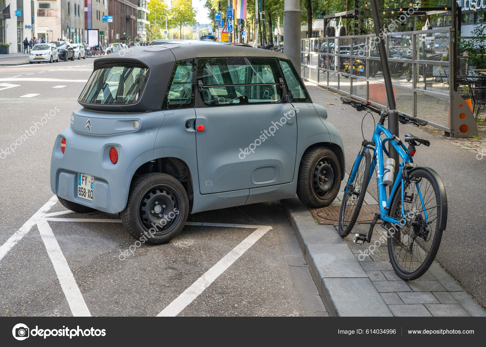 Amsterdam Netherlands 2022 Electric Micro Car Citroen Ami Parked Street ...