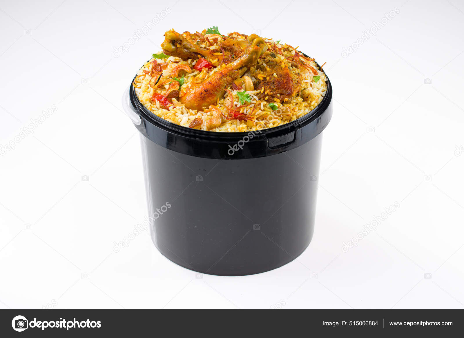 Chicken Bucket Biryani Kerala Dum Chicken Biryani Arranged Black Bucket ...