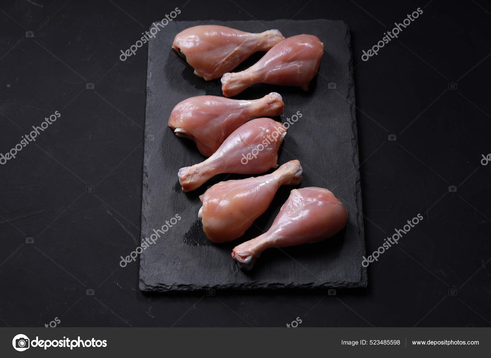 Raw Chicken Drum Stick Leg Pieces Arranged Graphite Sheet Background ...