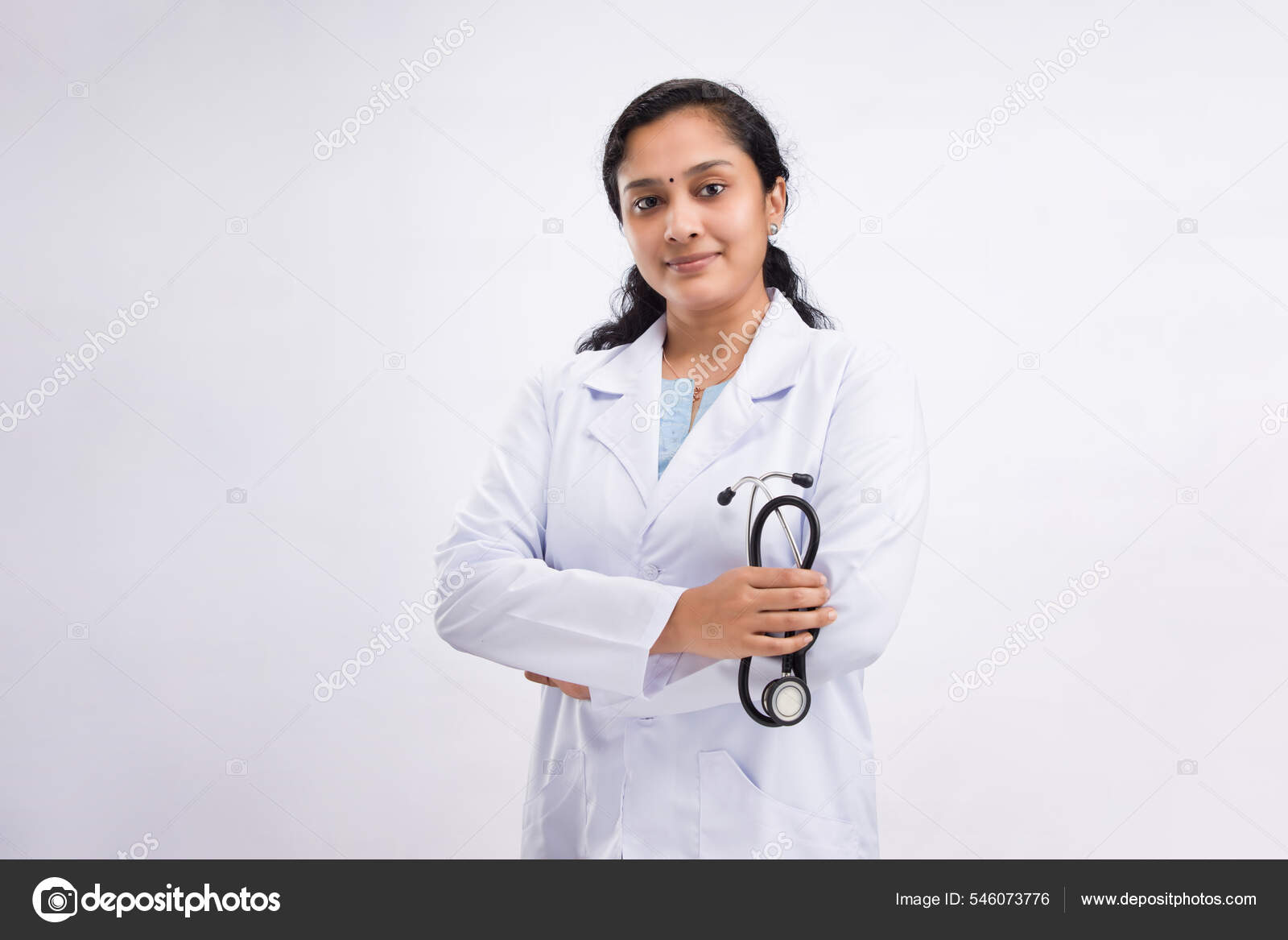 Indian Female Doctor Portrait South Indian Young Lady Doctor Holding ...