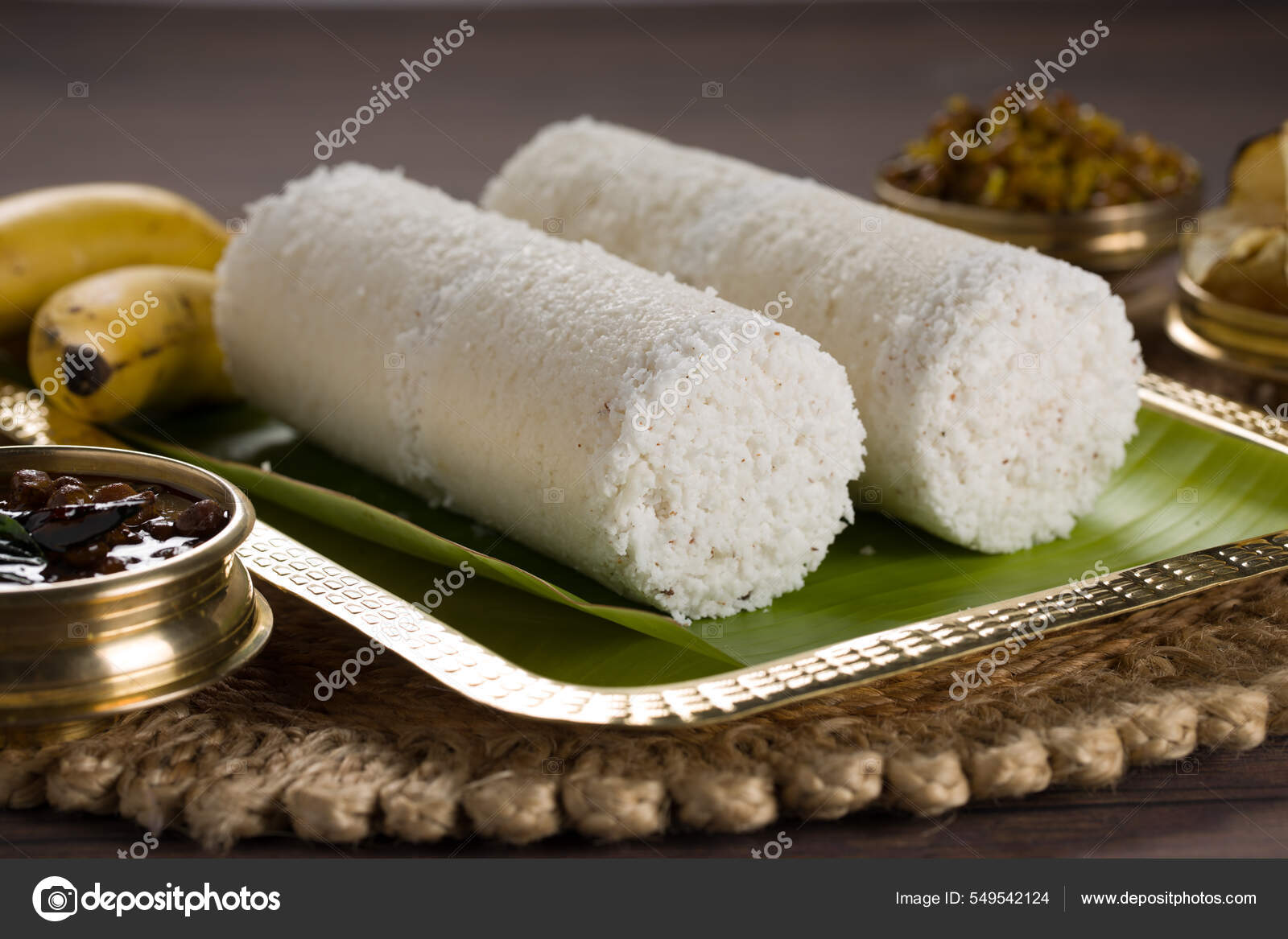 Puttu Raw Rice Puttu Arisi Maavu Puttu Chana Curry Kadala Stock Photo ...