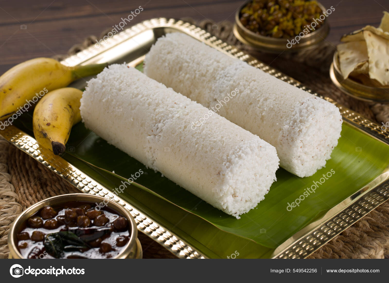 Puttu Raw Rice Puttu Arisi Maavu Puttu Chana Curry Kadala — Stock Photo ...