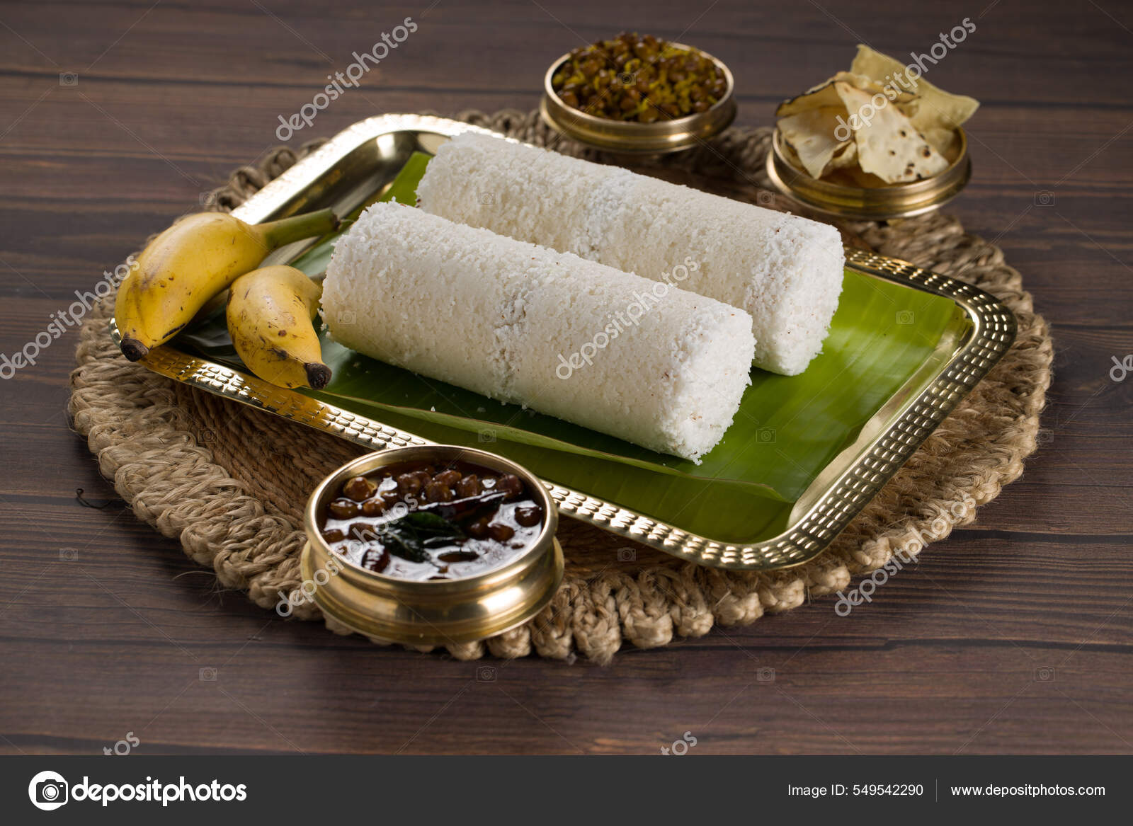 Puttu Raw Rice Puttu Arisi Maavu Puttu Chana Curry Kadala — Stock Photo ...
