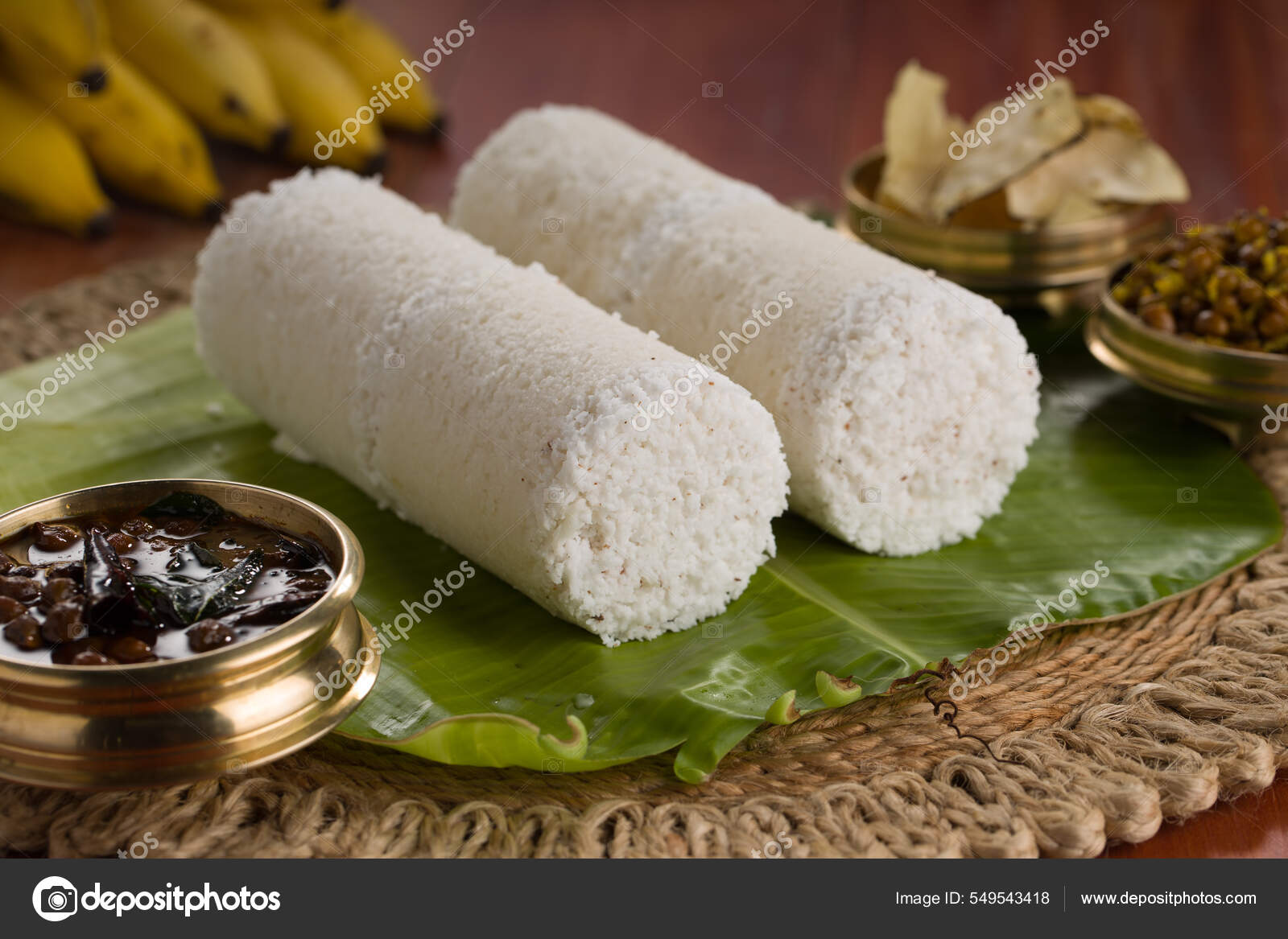 Puttu Raw Rice Puttu Arisi Maavu Puttu Chana Curry Kadala Stock Photo ...