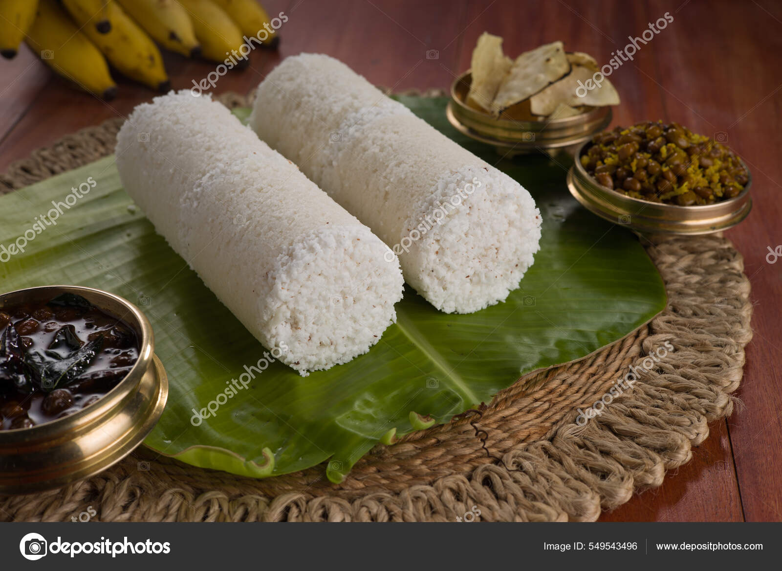 Puttu Raw Rice Puttu Arisi Maavu Puttu Chana Curry Kadala — Stock Photo ...