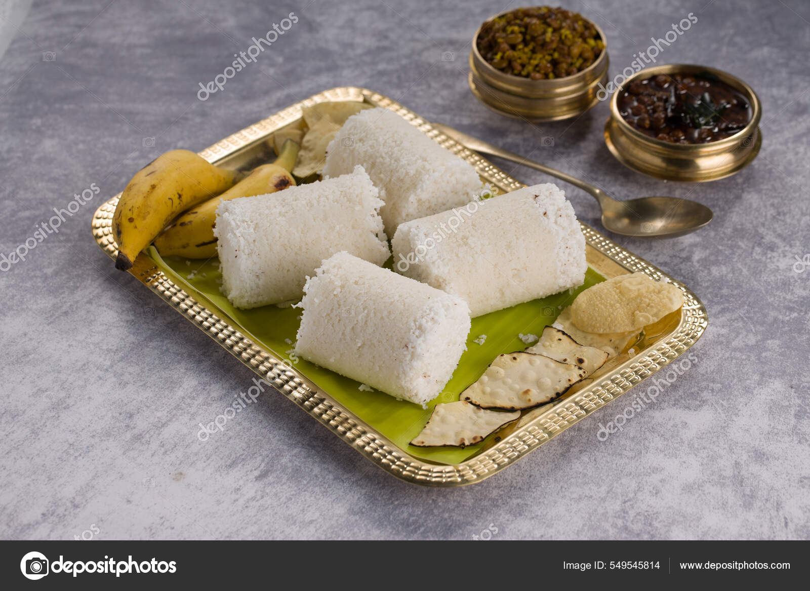 Puttu Raw Rice Puttu Arisi Maavu Puttu Chana Curry Kadala — Stock Photo ...