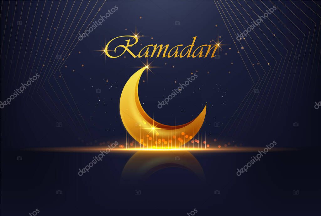 golden moon, Ramadan, Islam, golden, star and crescent, holy month ...
