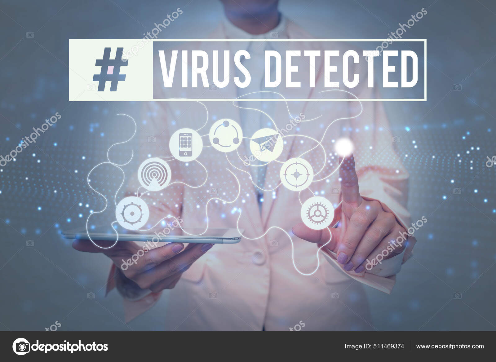 Handwriting text Virus Detected. Internet Concept A computer program ...