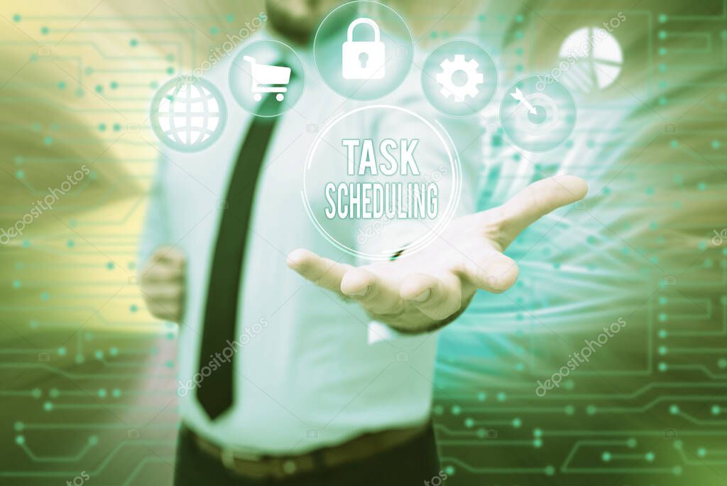 Visualización conceptual Programación de tareas. Word Written on La ...