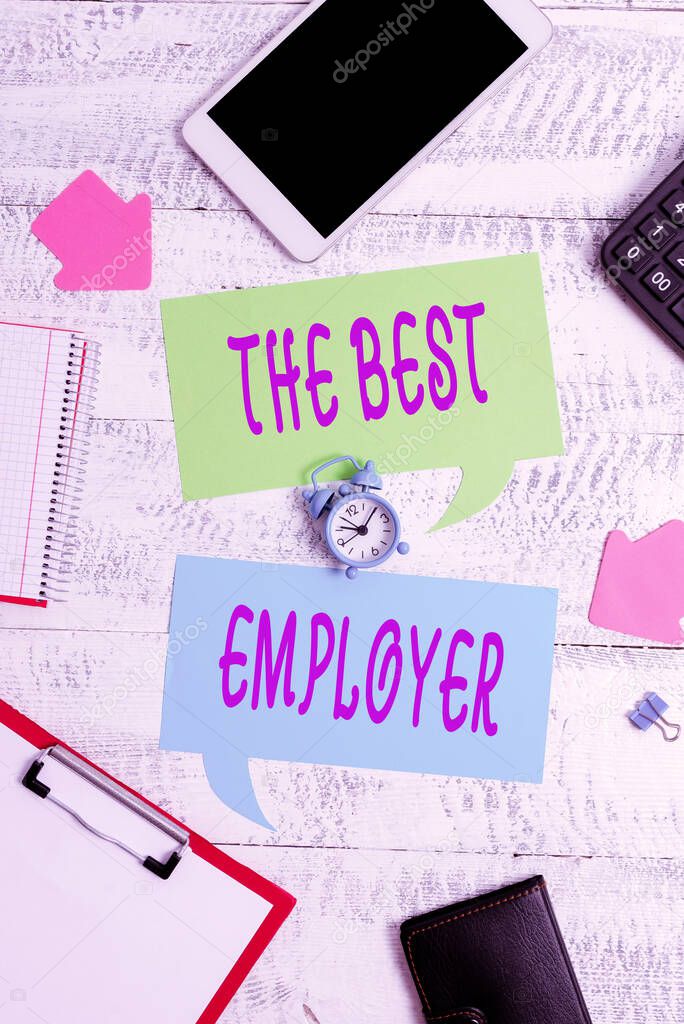 Escribir mostrando texto El mejor empleador. Concepto de negocio creado ...
