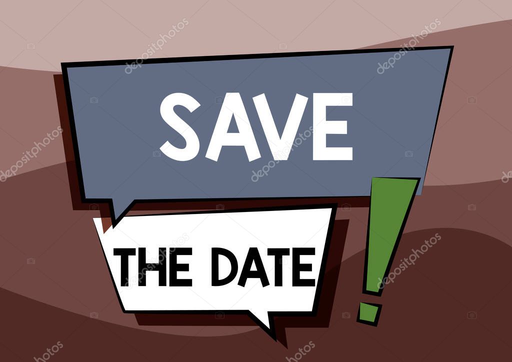 Signo de texto que muestra Guardar la fecha. escaparate de negocios La ...