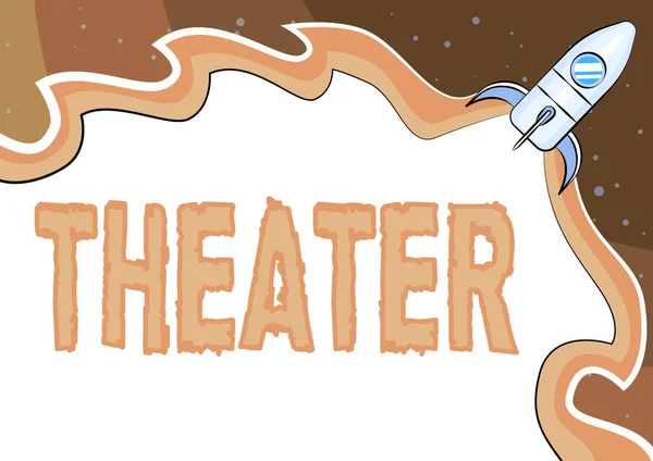 Sign displaying Theater. Business approach building or outdoor area in ...