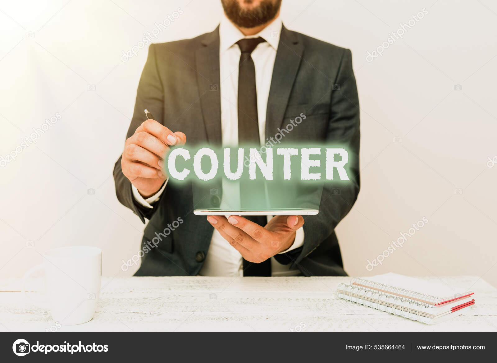 Sign displaying Counter. Word Written on a surface used for making ...