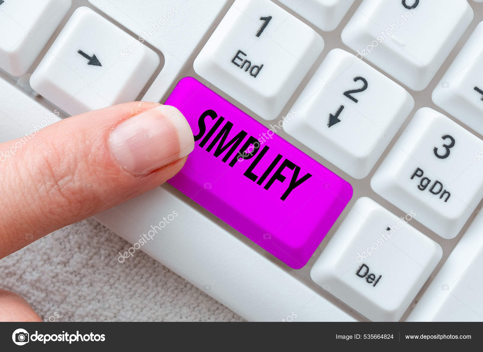 Text caption presenting Simplify. Word Written on make something ...