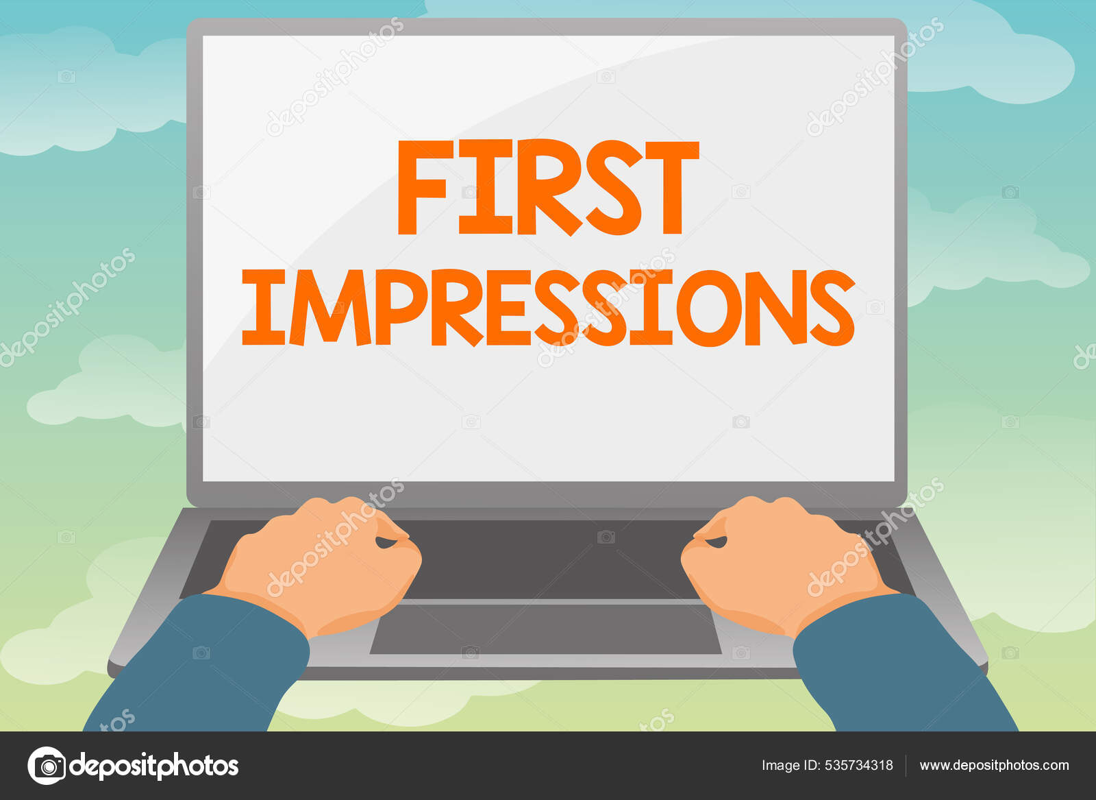 Hand writing sign First Impressions. Concept meaning What a person ...