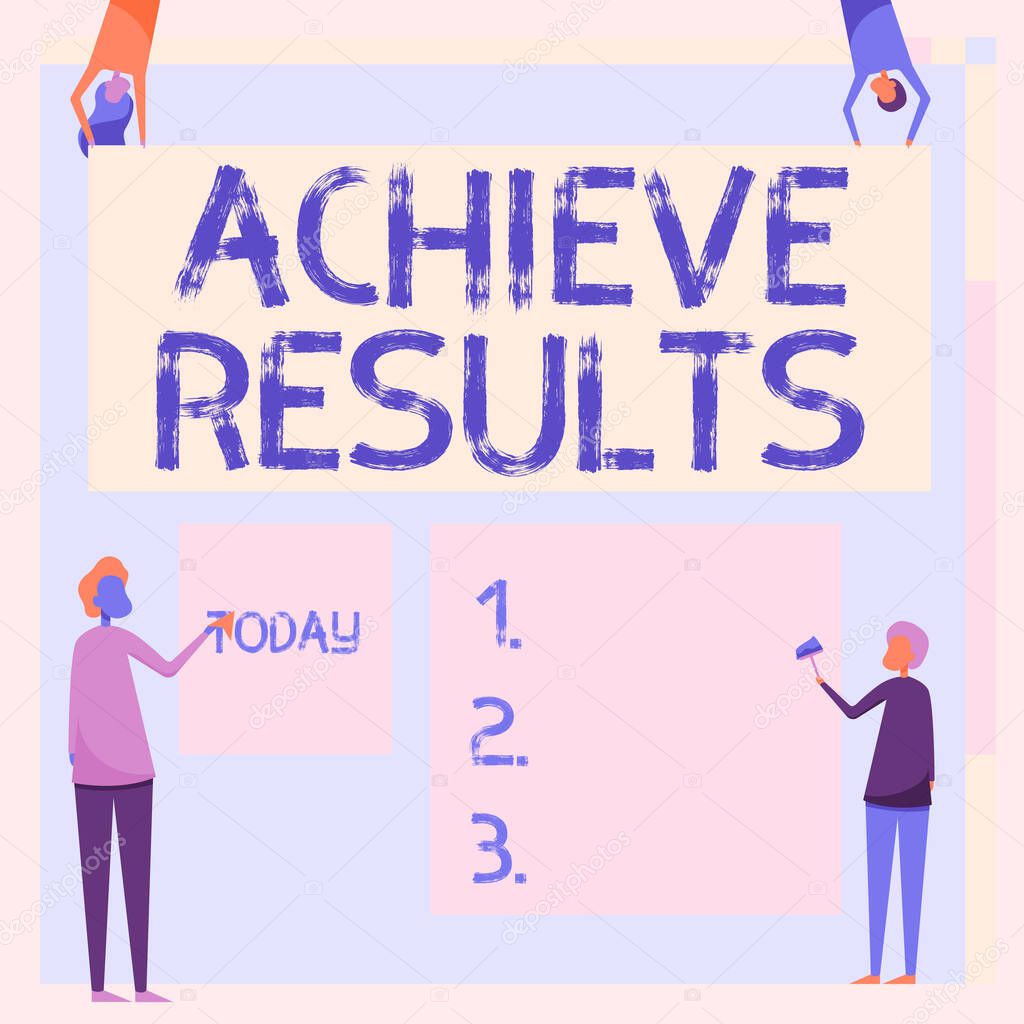 Texto de pie de foto que presenta Lograr resultados. Concepto que ...