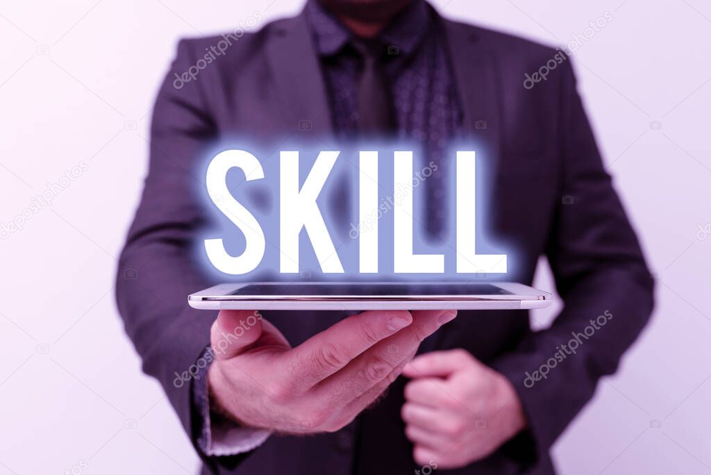 Letrero de escritura manual Skill. La capacidad del concepto de ...