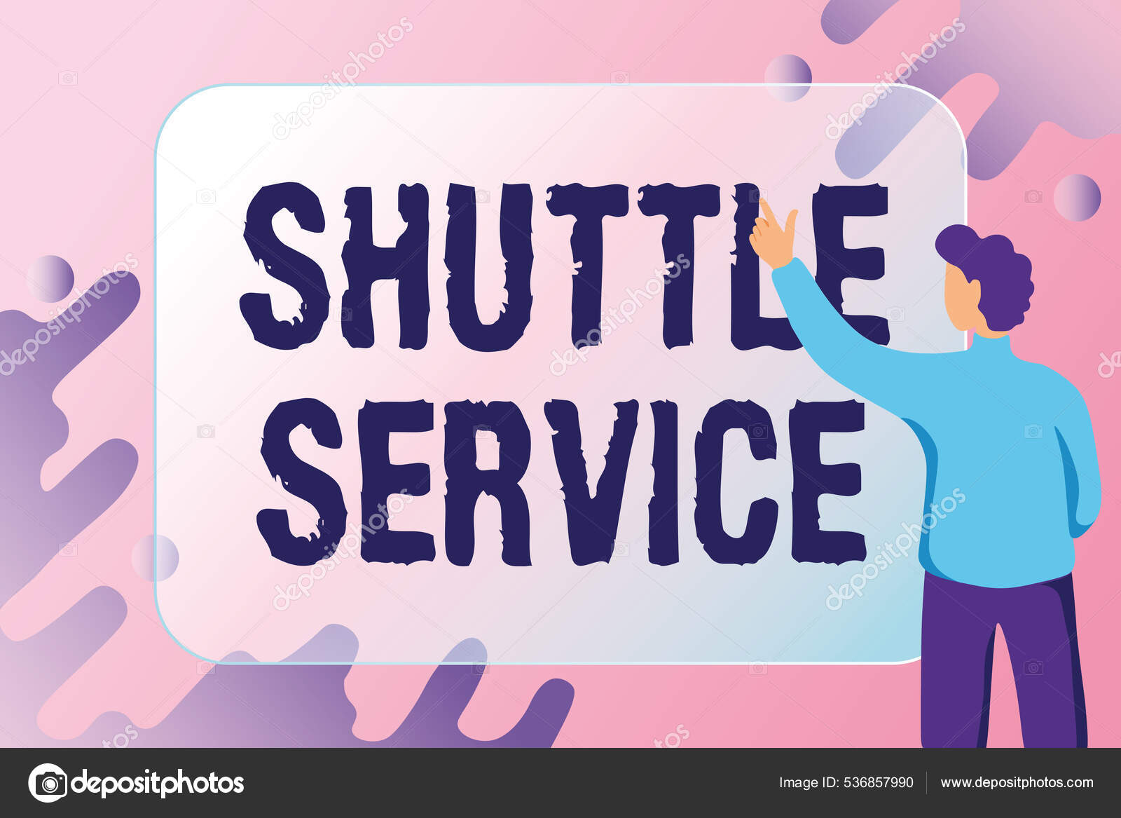 Conceptual caption Shuttle Service. Word Written on vehicles like buses ...