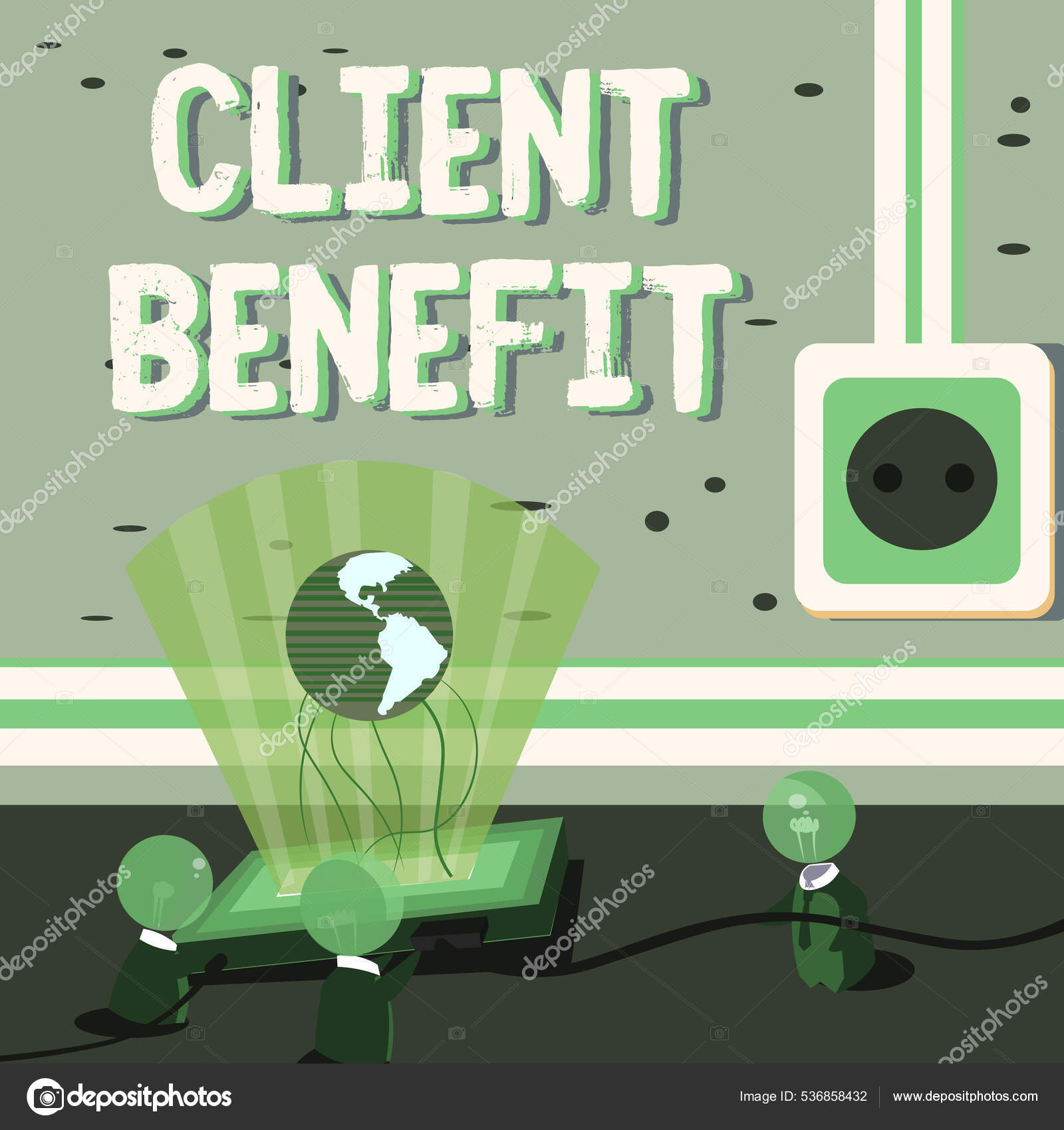 Text caption presenting Client Benefit. Business showcase The real or ...