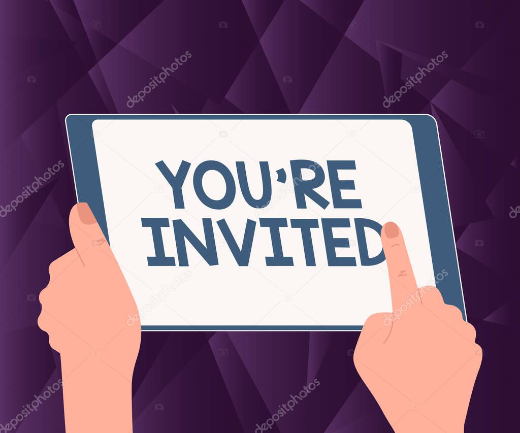 Texto de escritura que re invitó. Idea de negocios Por favor, únete a ...