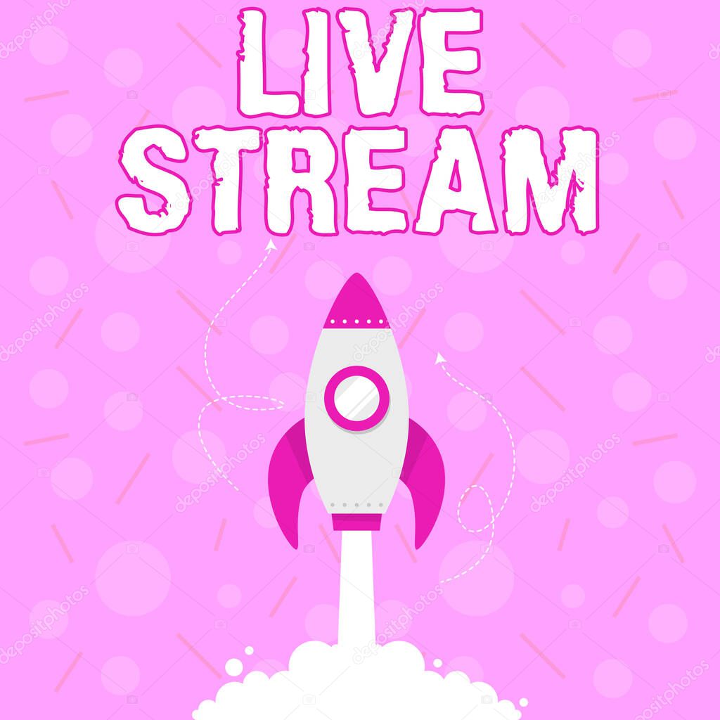 Inspiración mostrando señal Live Stream. Palabra escrita para ...