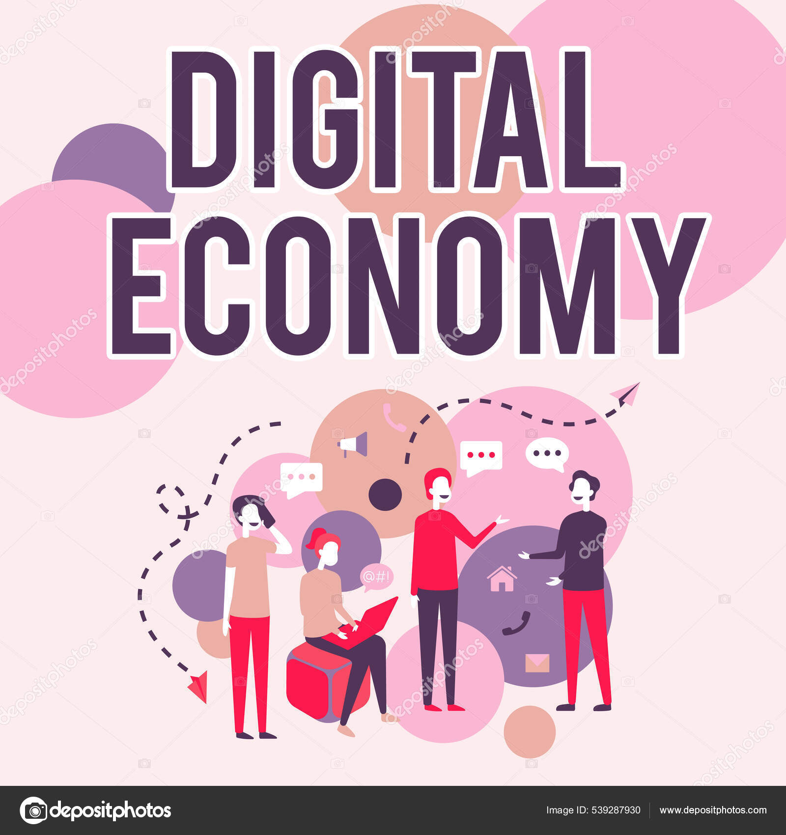 Hand writing sign Digital Economy. Business concept advancement of ...