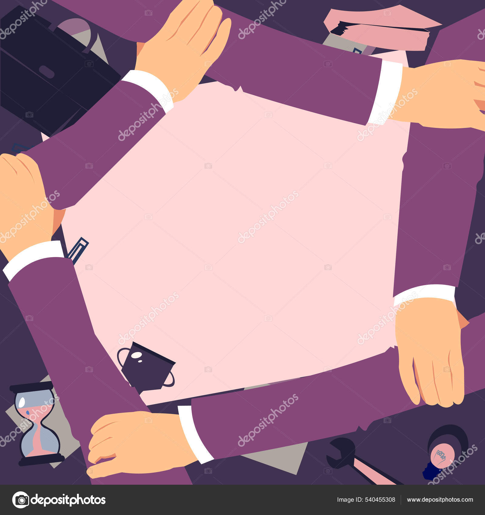 Four Hands Drawing Holding Arm Together Showing Connection Symbol ...