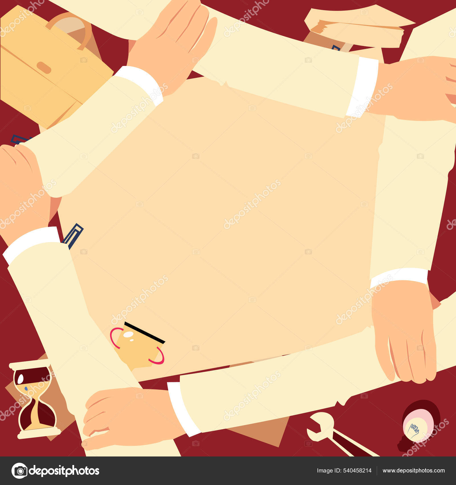 Four Hands Drawing Holding Arm Together Showing Connection Symbol ...