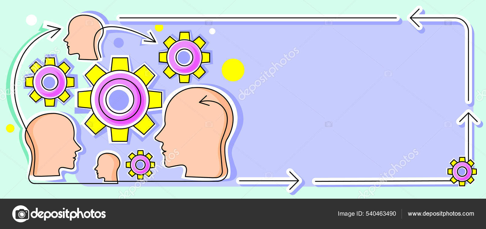 Multiple Heads With Cogs Showing Technology Ideas. Gears In Brain ...