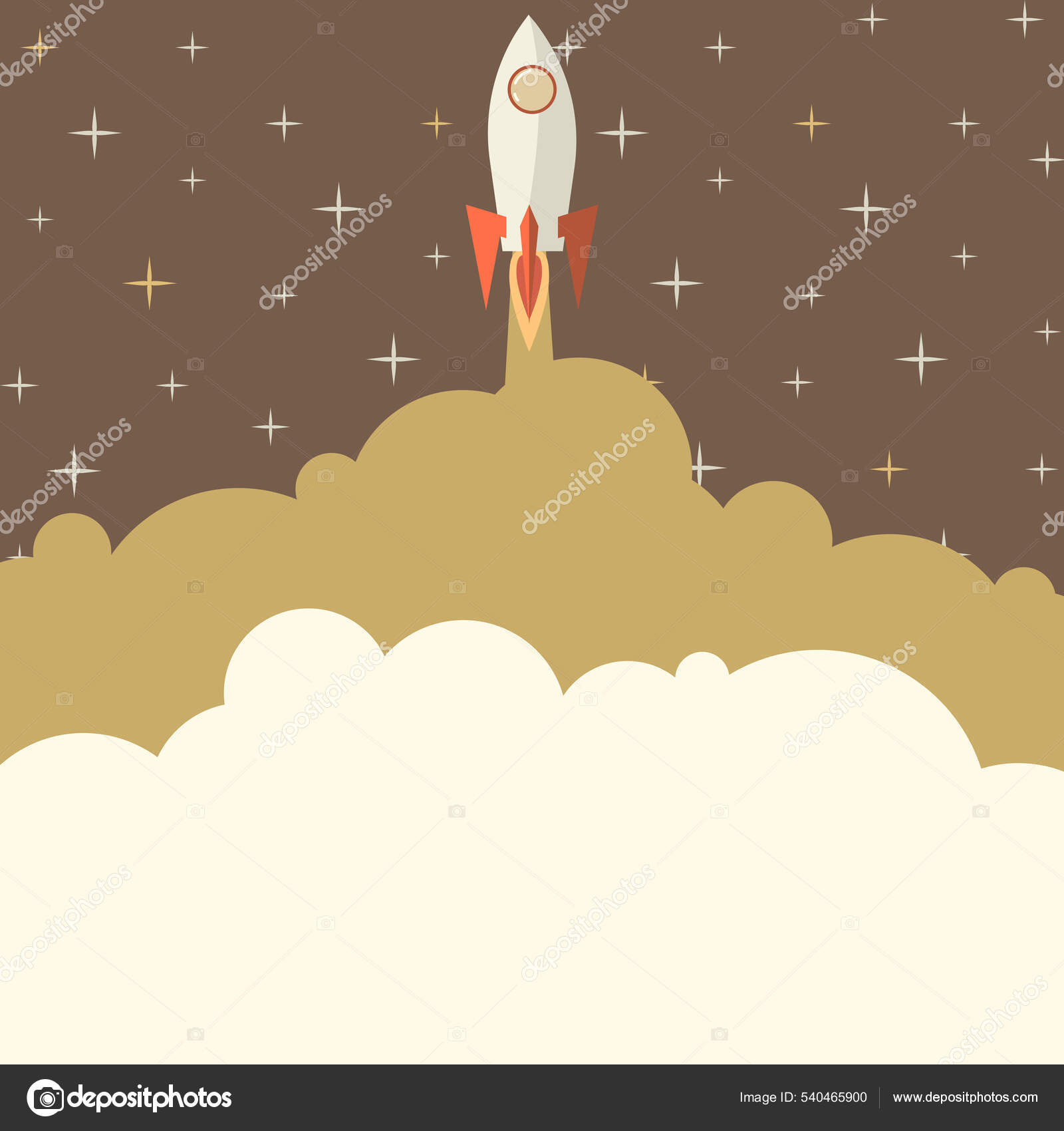 Rocket Ship Launching Fast Straight Up To The Outer Space. Spaceship ...