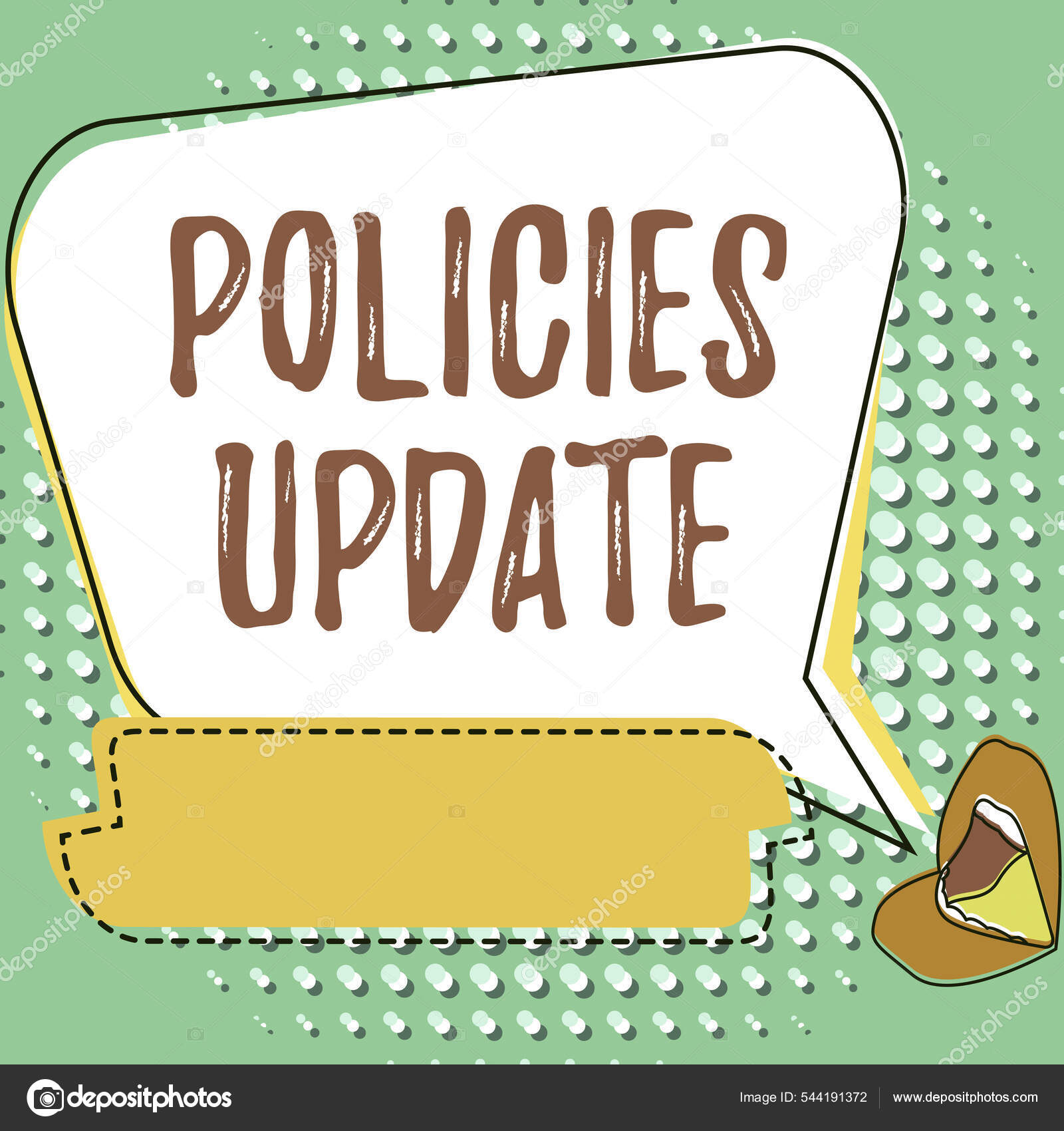 Conceptual display Policies Update. Business approach act of adding new information or ...