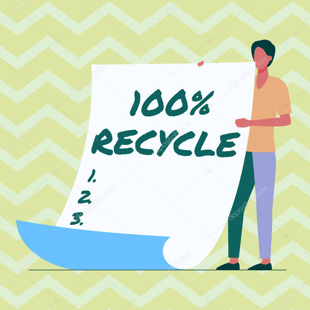 Inspiración mostrando signo 100 por ciento Reciclar. Concepto ...
