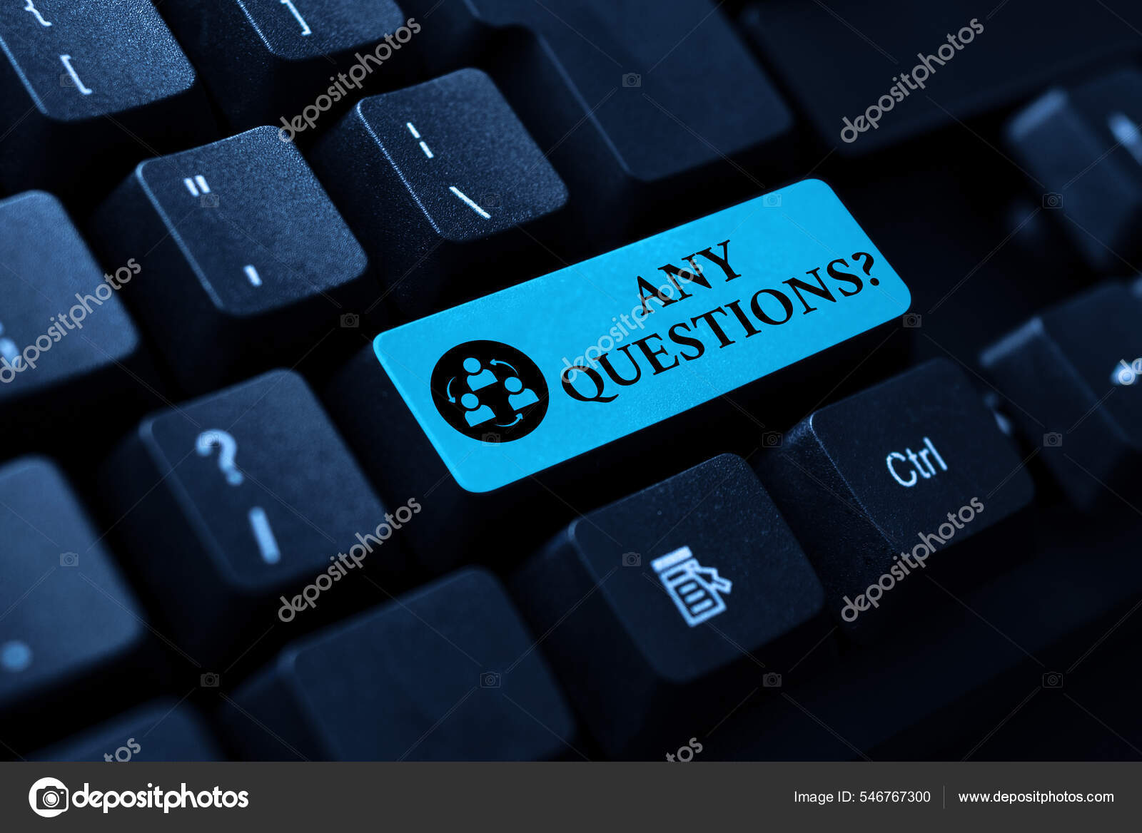 Writing displaying text Any Questions Question. Internet Concept ...