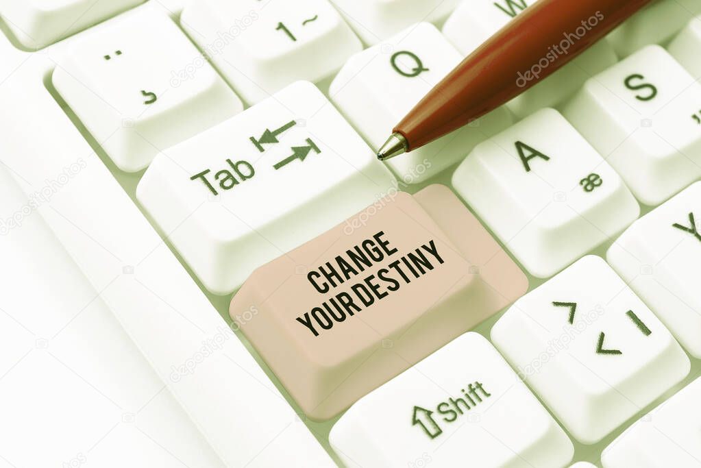 Visualización conceptual Cambia tu destino. Word Escrito en la elección ...